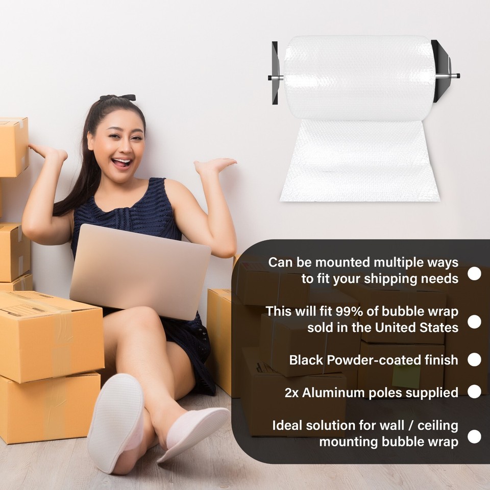 Wall/Ceiling Mount Dispenser Holder Brackets for Bubble Wrap Foam Rolls ...