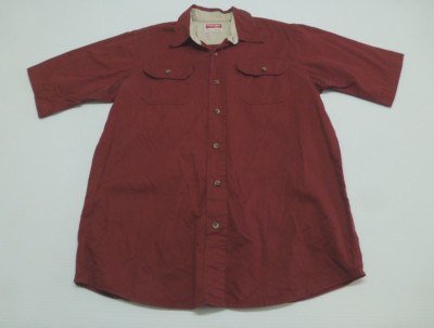 Wrangler Mens Size Medium Deep Red Button Front Shirt Good Condition | eBay