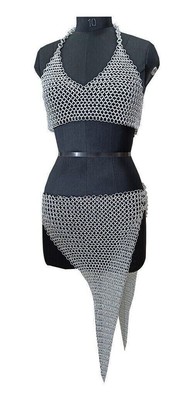 Aluminium Butted chainmail bra and Skirt designer V shape skirt for ...