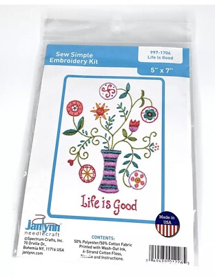 Janlynn Sew Simple Janlynn Embroidery Kit 5: x 7" Pattern: Life is Good ...