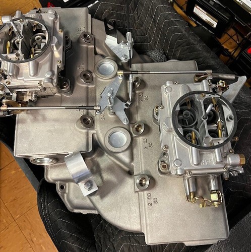 MOPAR "MAX WEDGE" INTAKE MANIFOLD / 2402726-1M - COMPLETE w/CARBS & AIR ...