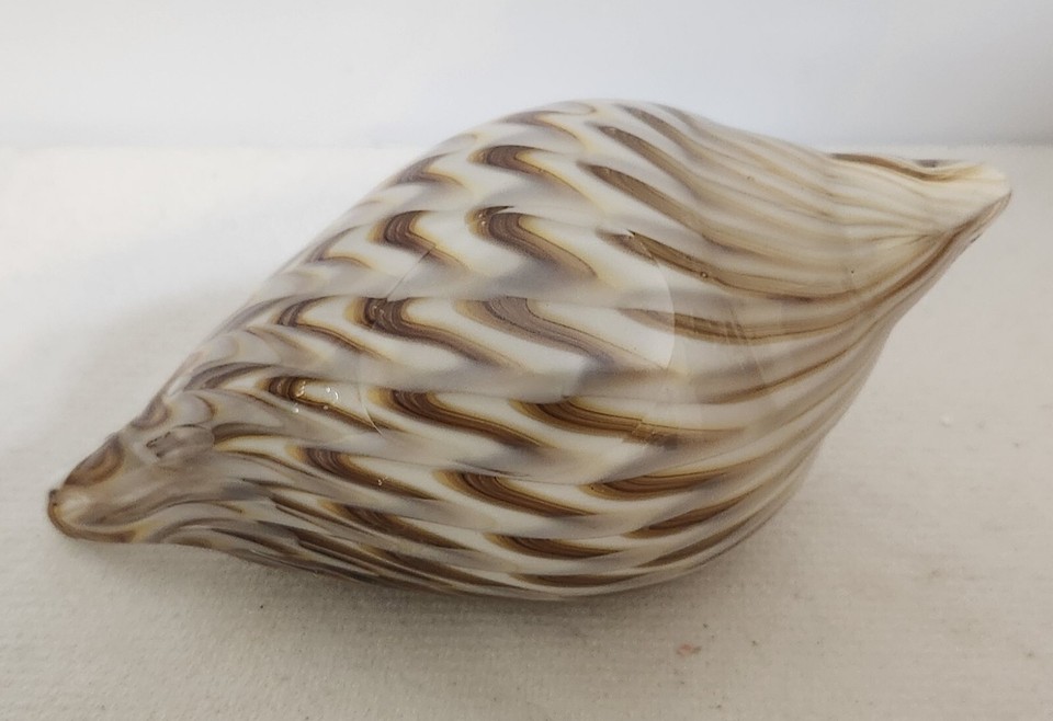 Hand Blown Glass Conch Decor - Glass Sea Shells Figurine - Brown ...
