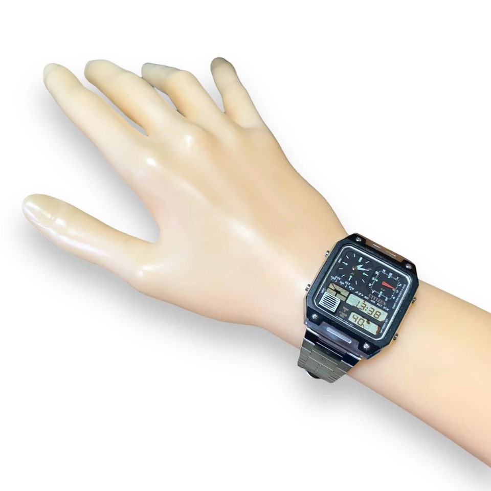 CITIZEN Ana Digi Temp Watch Dual Time Chronograph Black Dial Japan ...