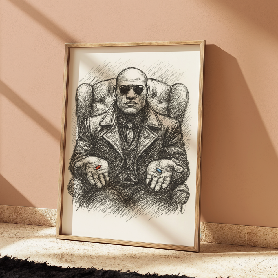MATRIX MORPHEUS DRAWING SKETCH PRINT 8" x 10" MATRIX MORPHEUS WALL ART ...