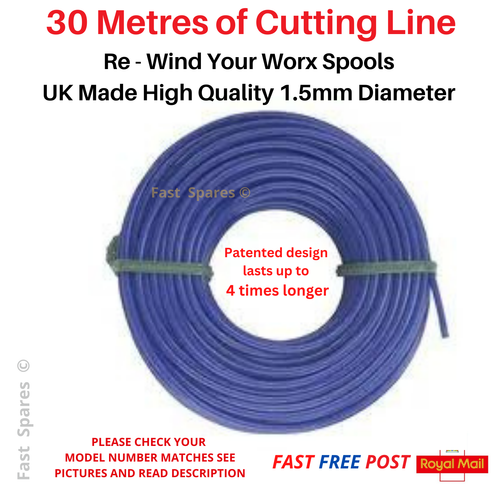 WORX WG100E WG101E WG105 WG106 Strimmer Spool Line 30m x 1.5mm Diam FAST POST | eBay