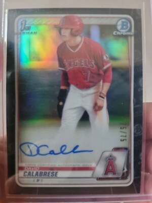 David Calabrese ⚾ 2020 Bowman Chrome 1st RC Auto Black Refractor 75/75 ...