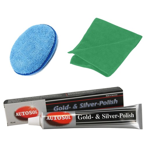 Solvol Autosol GOLD SILVER Metal Cleaner Polish + Microfibre Pad ...