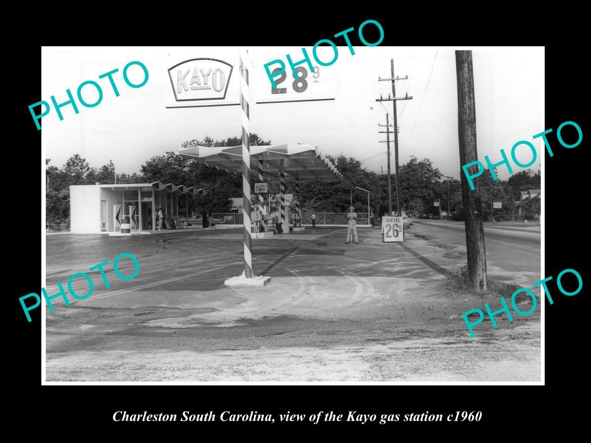 OLD POSTCARD SIZE PHOTO OF CHARLESTON SOUTH CAROLINA KAYO GAS STATION ...