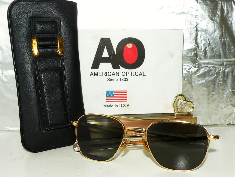 RARE AMERICAN OPTICAL 1/10 12K GF HGU-4/P AVIATOR SUN W/LOWER-CASE ...