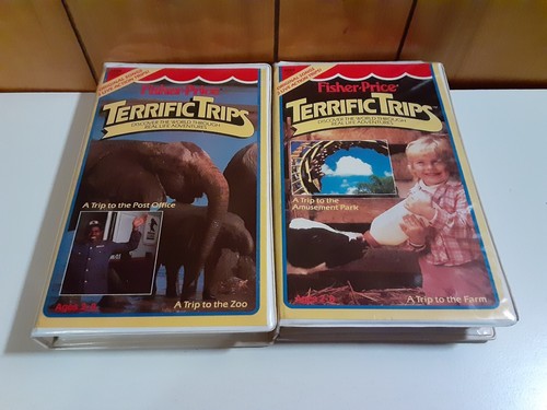 2 Fisher Price Terrific Trips VHS Zoo/Post Office, Farm/Amusement Park ...