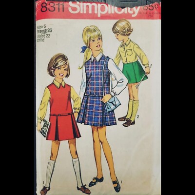 Vintage Simplicity Girls' Jumper/Skirt/Blouse Pattern #8311 Size 6 CUT ...