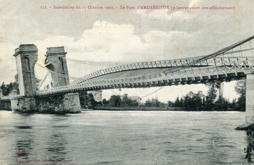 Carte Inondation 17 Octobre 1907 Pont d'ANDREZIEUX 3 Heures avant ...