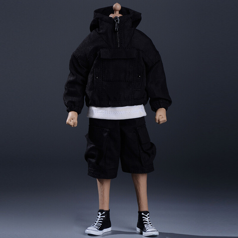 Only Black Hoodie 1/12 Scale Clothing Jacket Coat Hoodie Model for 6 ...
