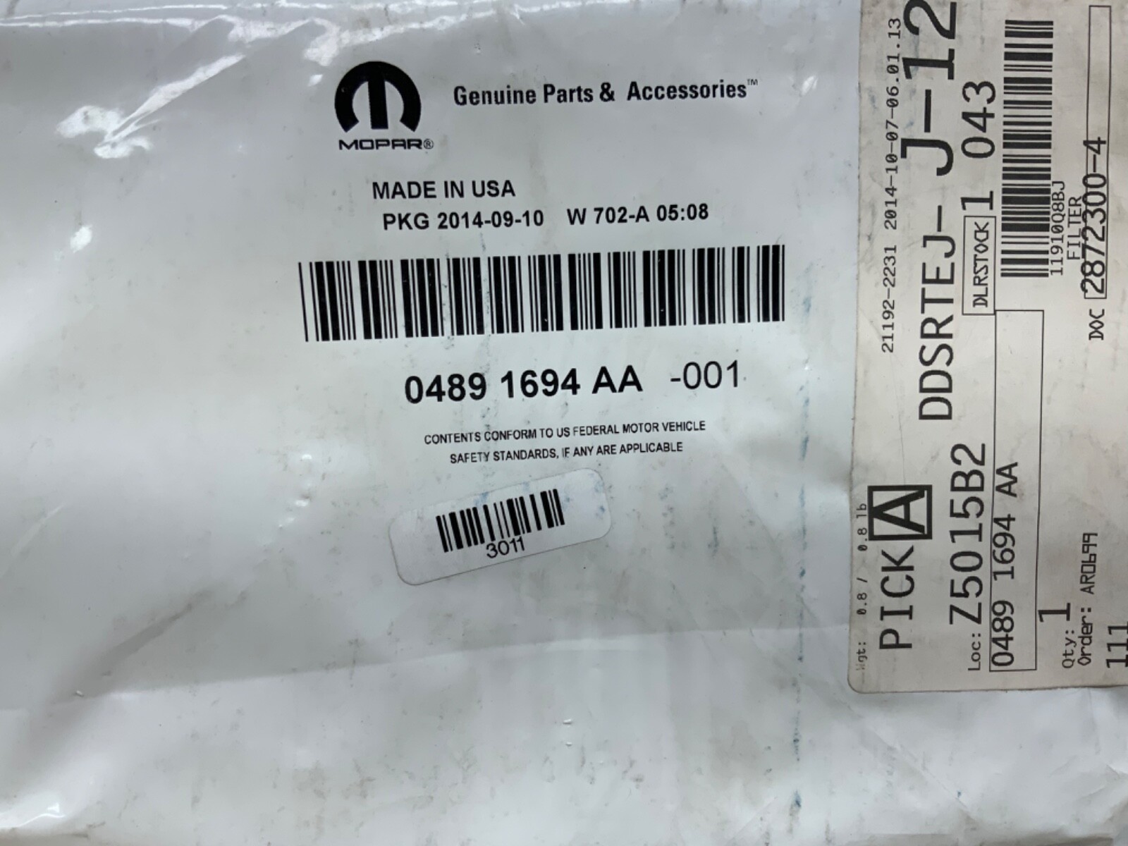 Air Filter MOPAR 04891694AA | eBay