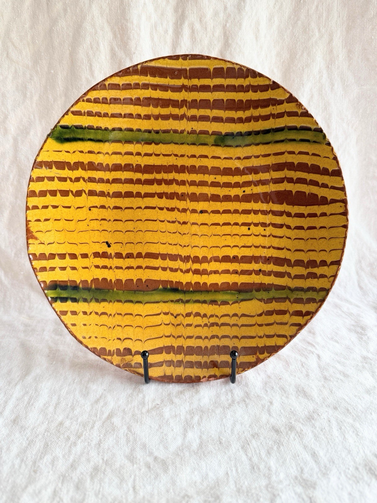 Breininger Robesonia Redware pottery shallow bowl plate folk art | eBay