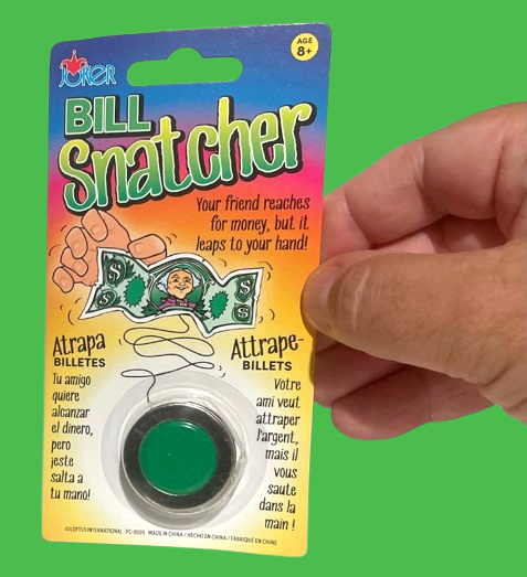 METAL DOLLAR BILL SNATCHER Money Magic Trick Gag Joke Prank String Reel ...
