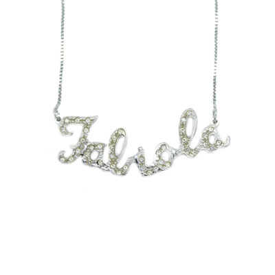 FABIOLA Name Necklace In Silver For Women With Rhinestones Venetian ...