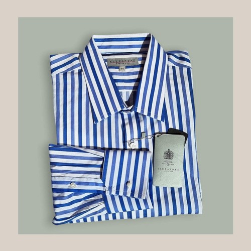 Alexandre Saville Row Men’s Blue & White Striped Shirt Size L | eBay