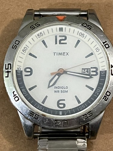 Vintage Timex Indiglo Dive Watch White Face New Battery! | eBay