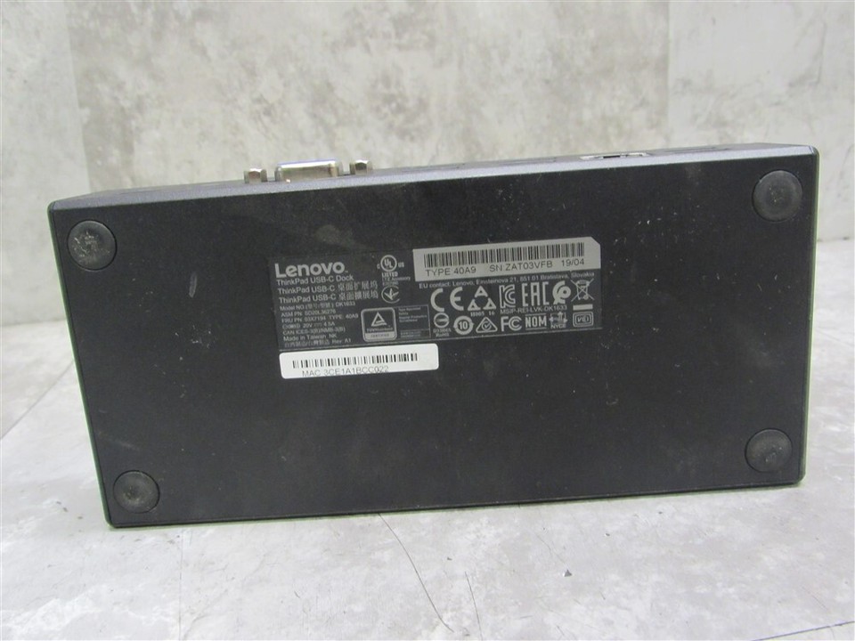 Lenovo DK1633 ThinkPad USB-C Dock Type 40A9 with AC Adapter FREE ...