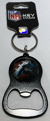 BRAND NEW LICENSED CAROLINA PANTHERS METAL KEYCHAIN / KEYRING BOTTLE ...