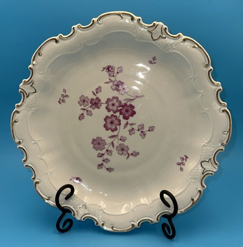 Vintage Reichenbach Fine China Round Platter Pink Floral Embossed Gold ...