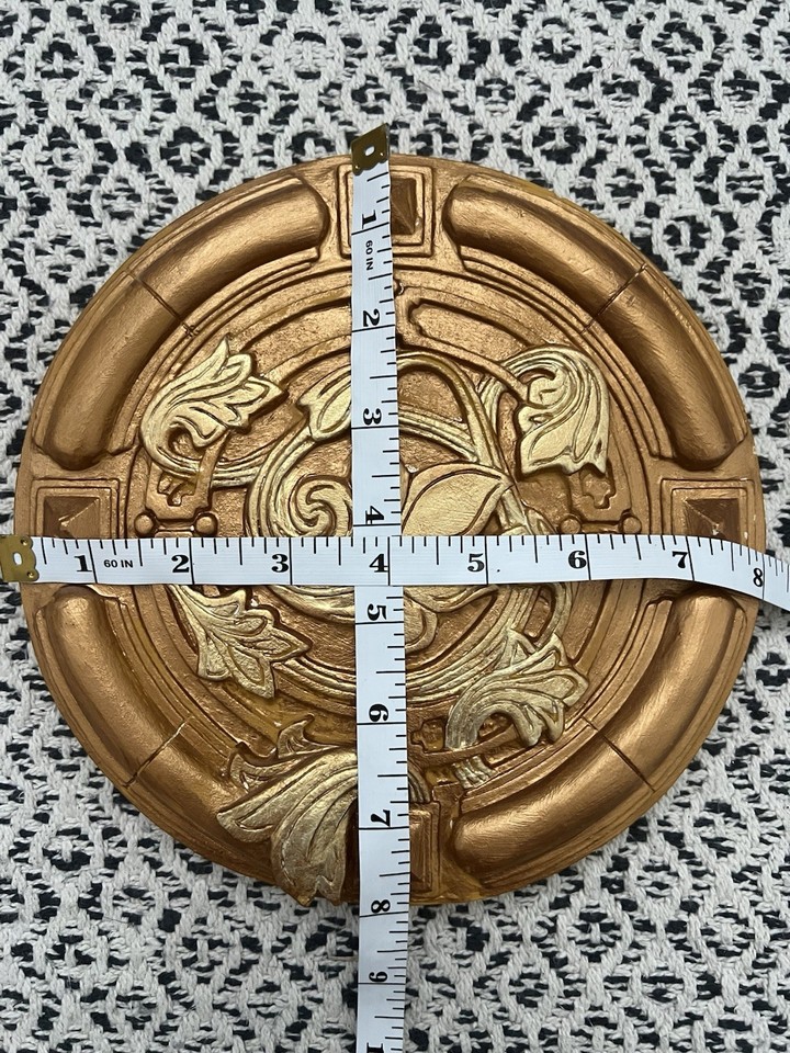 Heavy Plaster Ornate Round Relief Medallion Rosettes Wall Plaques Gold ...