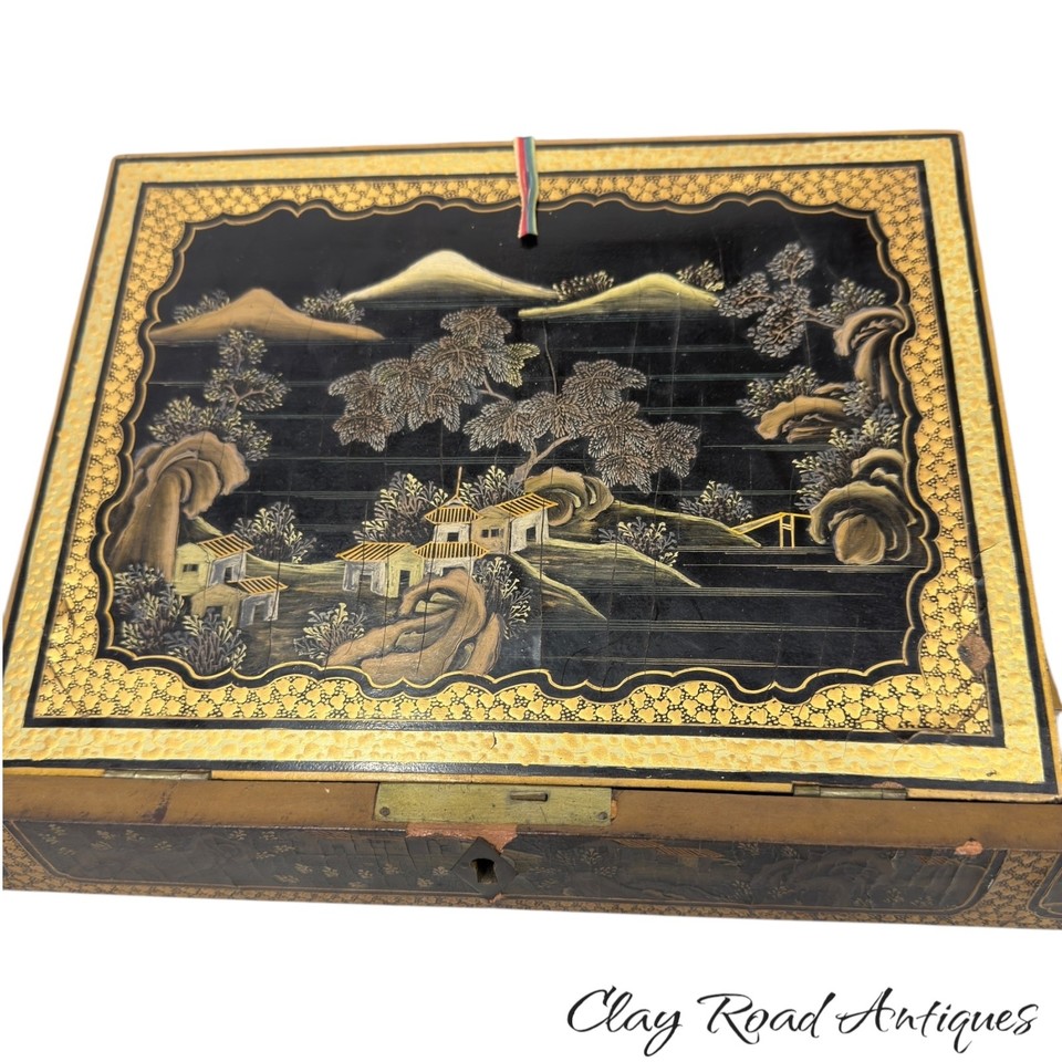 Antique Chinese Sewing Box Qing dynasty compartments fitted drawer ...