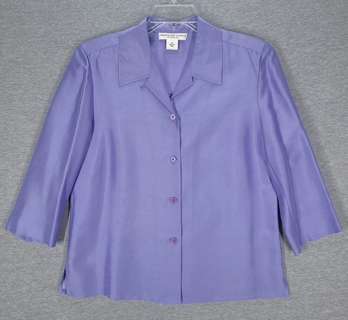 Josephine Chaus Women Top Size 10 Light Purple Silk Shacket Button Up 3 ...
