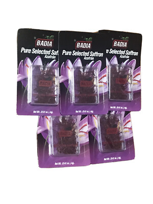 5-pack Badia Pure Selected Saffron Threads .4g, Spanish, Azafran, BEst ...