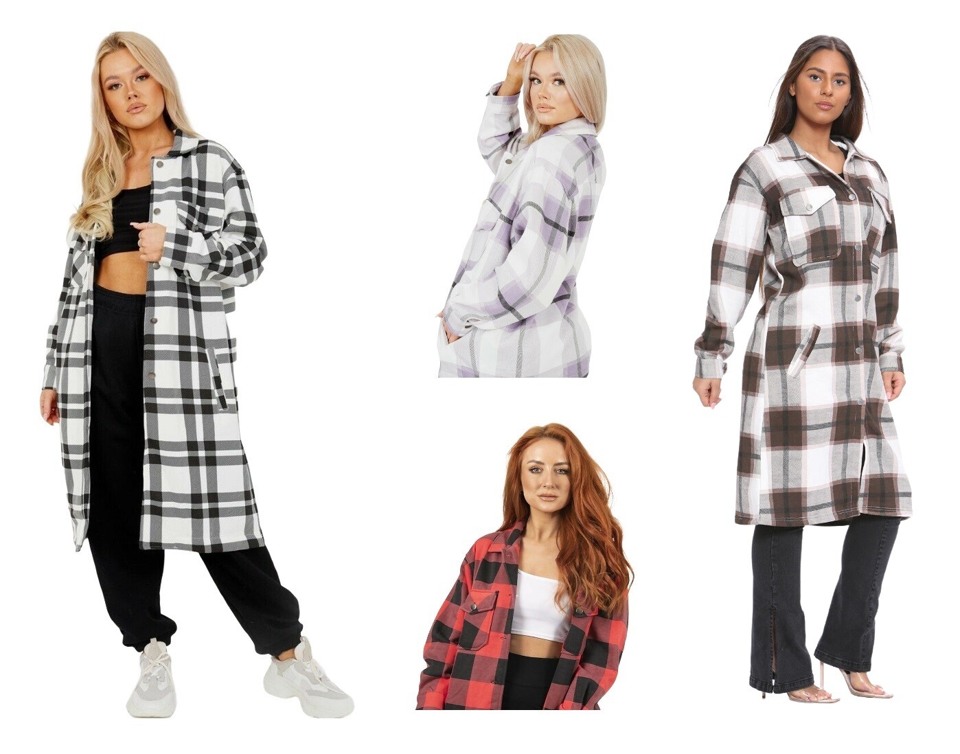 Womens Ladies Long Shacket Casual Fleece Oversized Shirt Coat Jacket ...