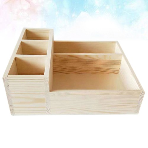 Solid Wood Storage Box Stationery for Pens Holder Tabletop Organizer | eBay