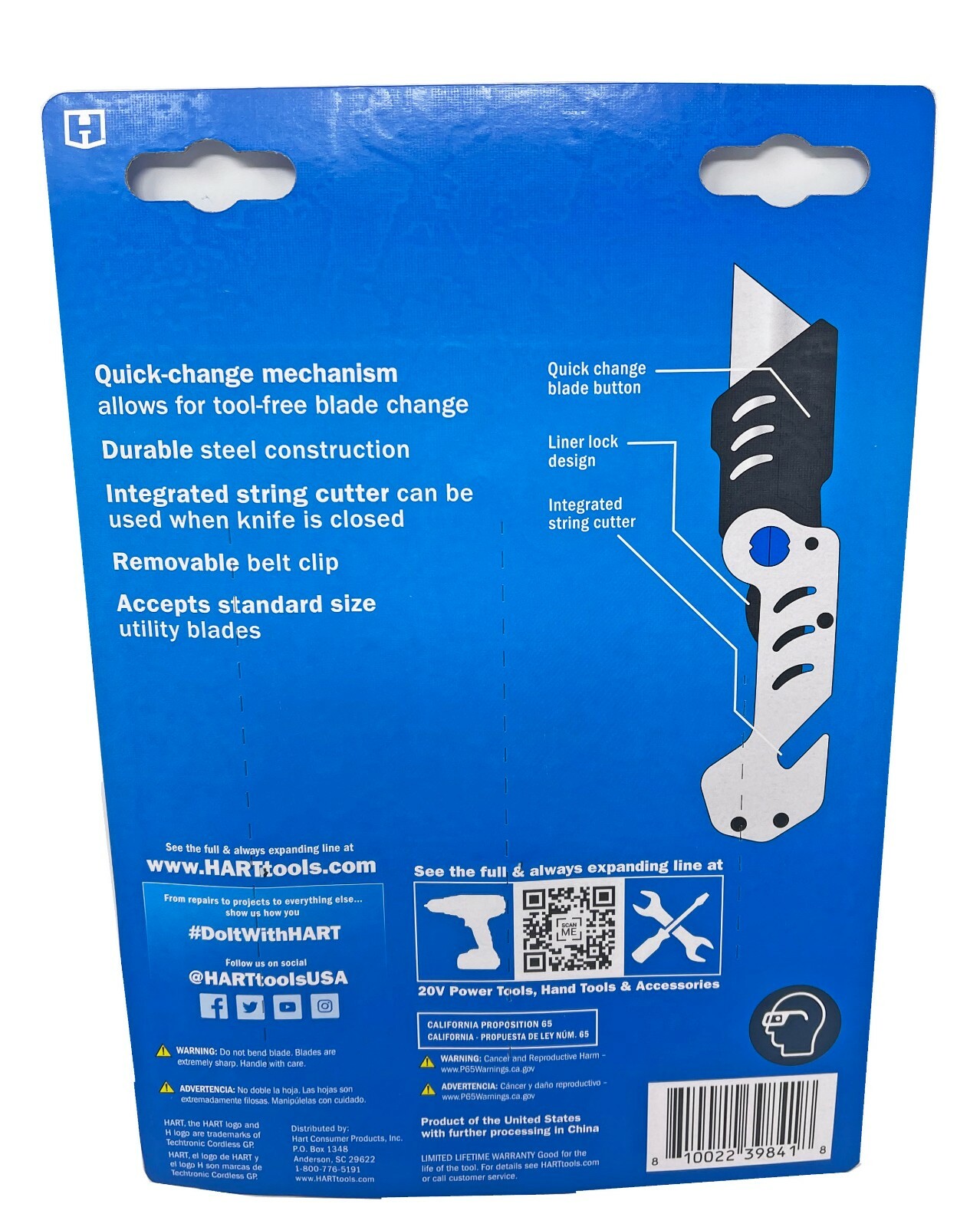 2-Pack Hart Micro Folding Utility Knife with 10 Blades HHCTUF04PDQ ...