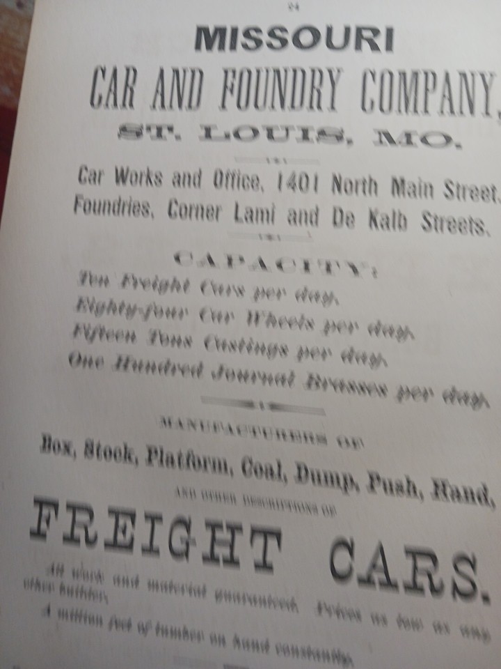 1872 print ad MISSOURI CAR & FOUNDRY Railroad Freight Cars Lami St St ...