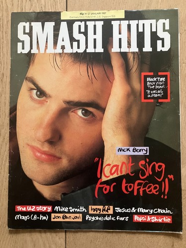 SMASH HITS MAGAZINE 14th January 1987 Nick Berry U2 A-ha Mags Jon Bon ...