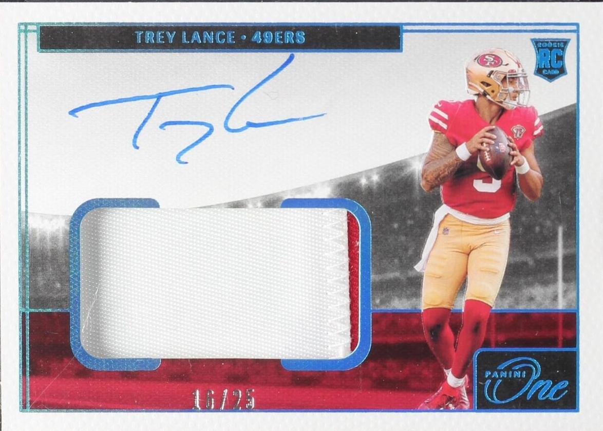 2021 Panini One - Rookie Patch Autograph Trey Lance #3 Blue /25 (AU ...