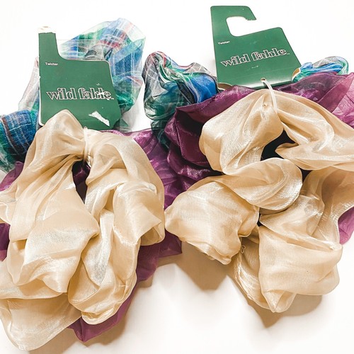 2 New Wild Fable 3 Pack Shiny Organza Scarf Hair Twisters Gold, Plaid ...