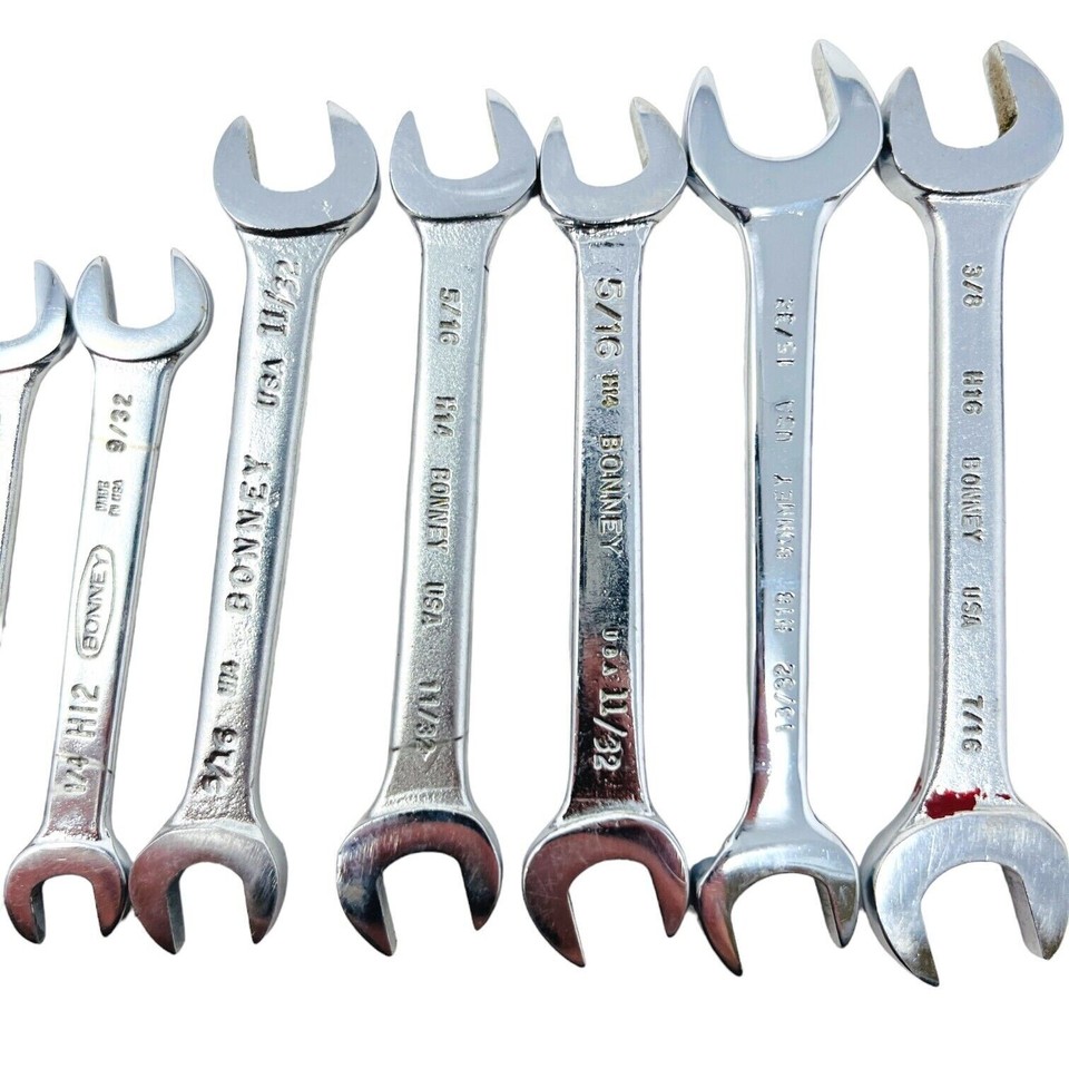 7 pcs Bonney SAE Double Open End Wrench Hand Tool Set w/ Bag, Made in ...
