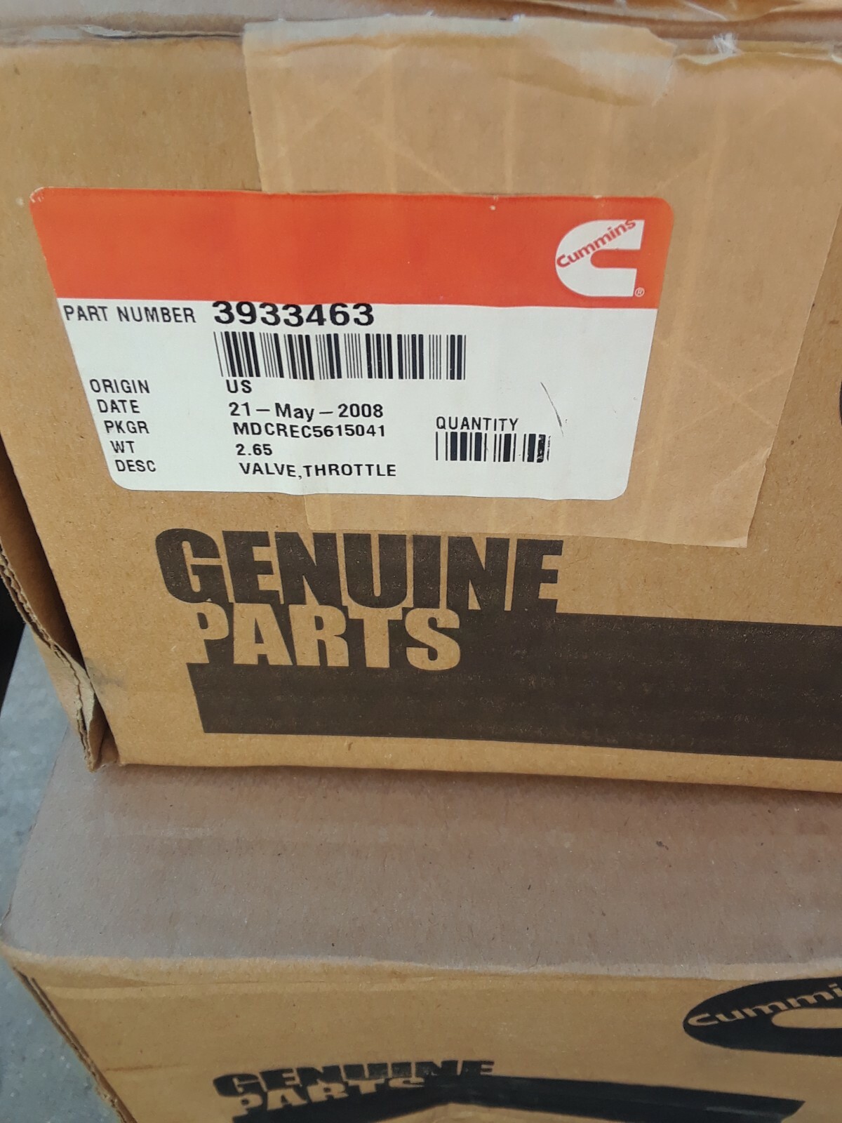 Genuine Cummins VALVE,THROTTLE CNG 3933463 M05638 BS4 5.9 Liter B ...