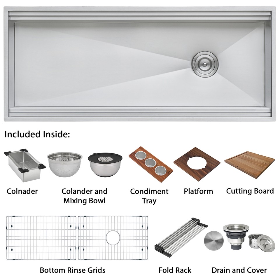 Ruvati RVH8333 45-inch Undermount Workstation Two-Tiered Ledge Kitchen ...