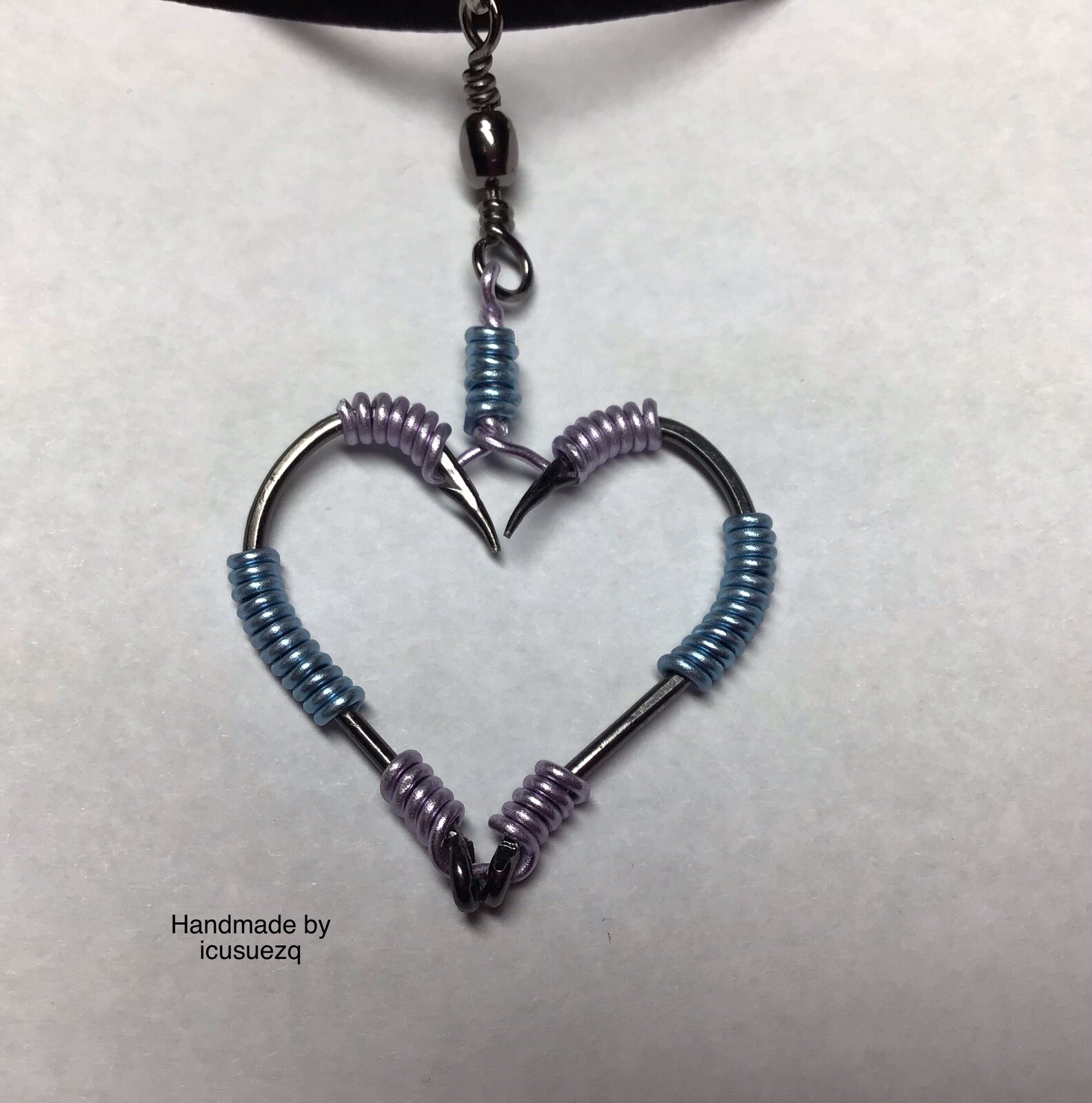 HANDMADE Real Fish Hook Necklace Fish Hook Heart Pendant Wire Wrapped ...