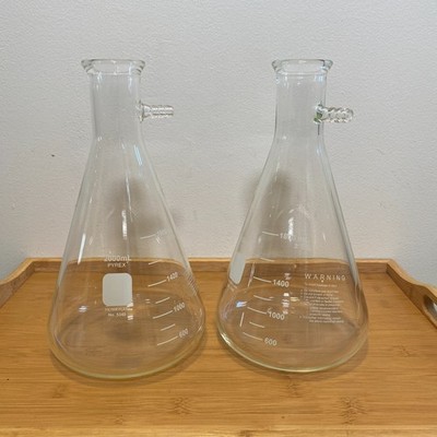 Lot of 2 Pyrex 5340 Filter Flasks 2000mL 2L Heavy Duty Borosilicate ...