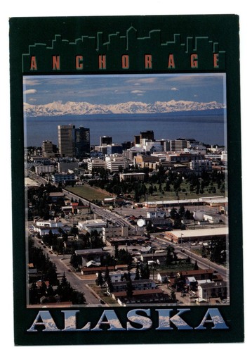 Anchorage Alaska summer aerial view downtown Cook Inlet ~ postcard ...