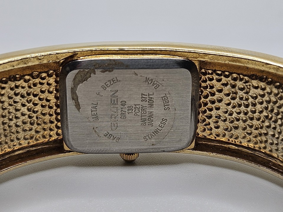 Vintage Gruen Stainless Steel Gold Tone Panther Hinged Bangle Watch | eBay