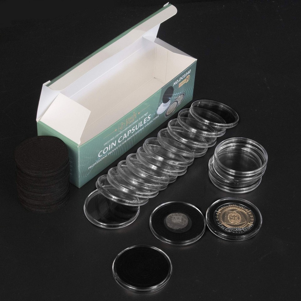 20 Sets Coin Capsules With 6 Sizes Adjustable Protect Foam Gasket ...