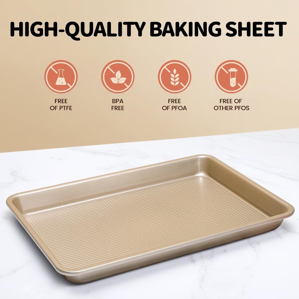 Baking Sheet Set of 3, Cookie Sheets For Baking with Square Texture ...