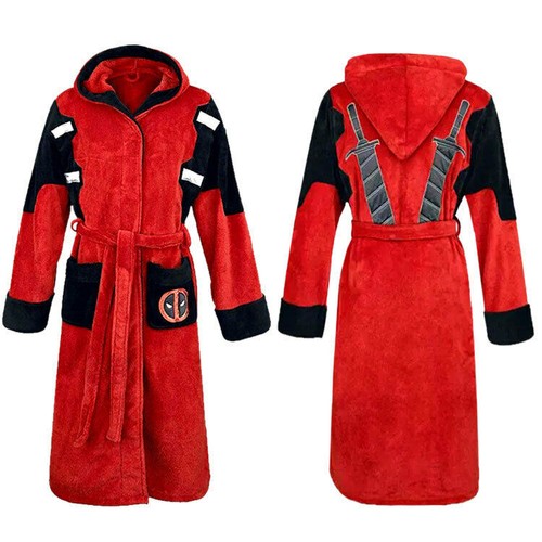 Deadpool Bathrobe Pyjamas Flannel Cosplay Superhero Sleepwear Nightgown ...