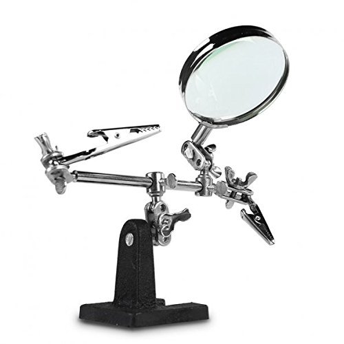 Helping Hand with Magnifying Glass Holder Clamp Clips Stand Tool ...
