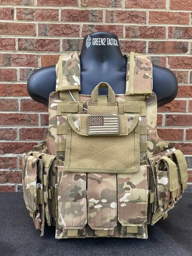 OCP Multicam Tactical Vest Plate Carrier Woodland- Adjustable. Pouches ...