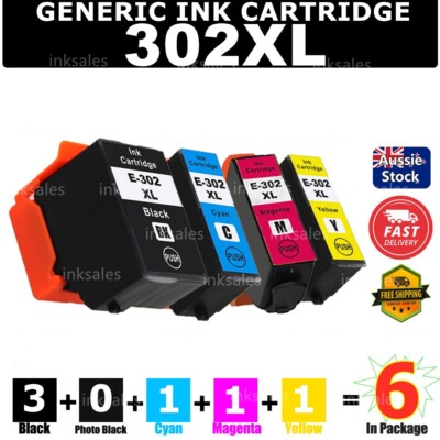 6x 302XL 302 XL Generic Ink Cartridges For Epson Expression XP6000 ...